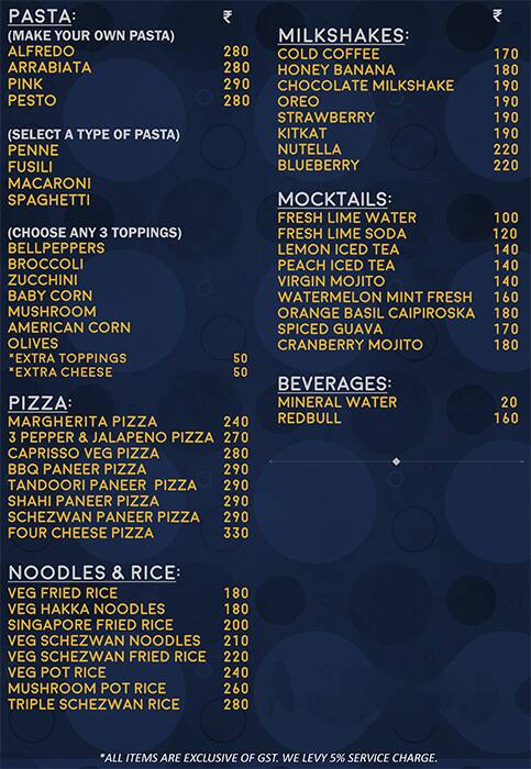 Menu at KICK CAFE, Mumbai