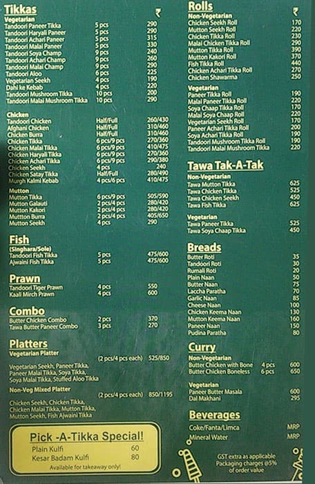 Menu at PICK-A-TIKKA, Gurugram