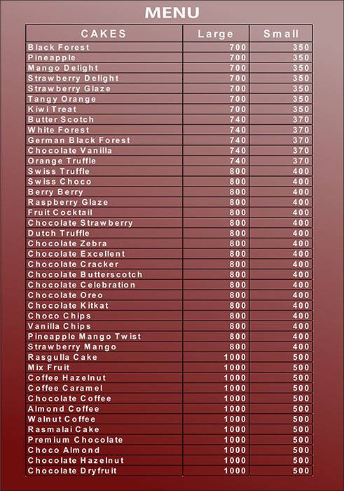 Menu of Destino The Cake Shop, Goregaon East, Mumbai