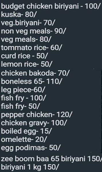 Menu of Zee Boom Baa (The Magical Kitchen), Neelangarai, Chennai