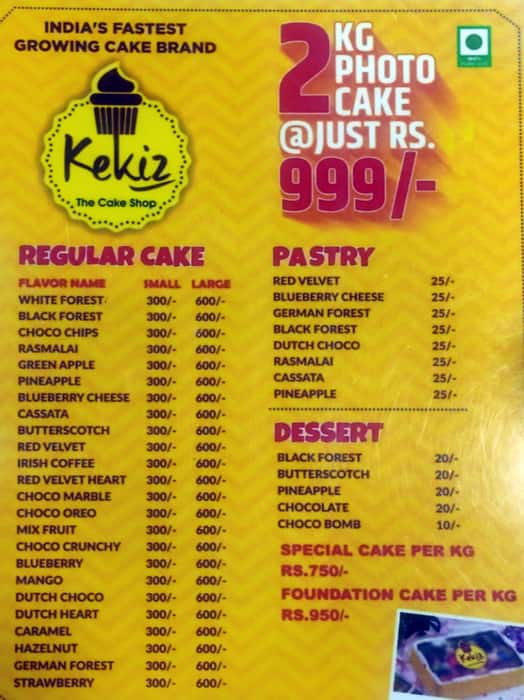 Menu of Kekiz, Kalyan, Thane