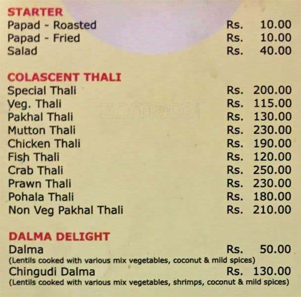 Dalma Menu, Menu for Dalma, Unit 4, Bhubaneshwar - Zomato