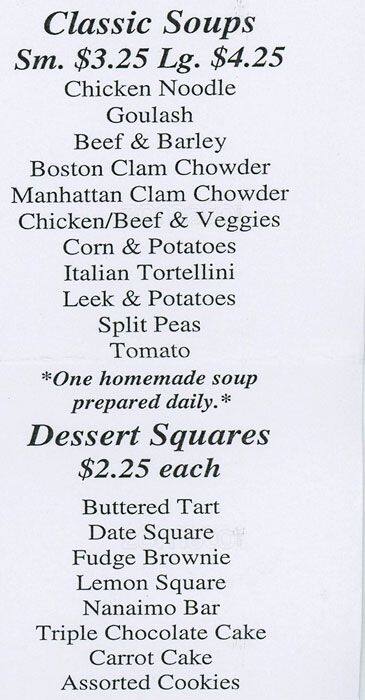 Menu at Lotus Cafe, Burnaby