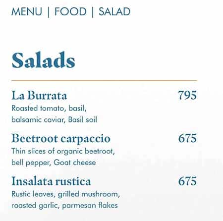 Menu of Sorriso- Marriott Suites Pune, Mundhwa, Pune