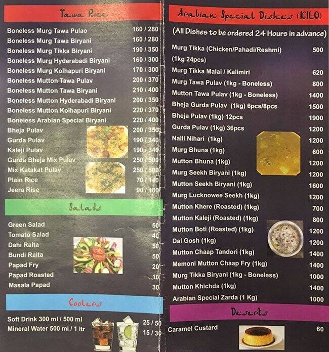 Arabian Tawa Menu, Menu for Arabian Tawa, Jogeshwari, Mumbai - Zomato
