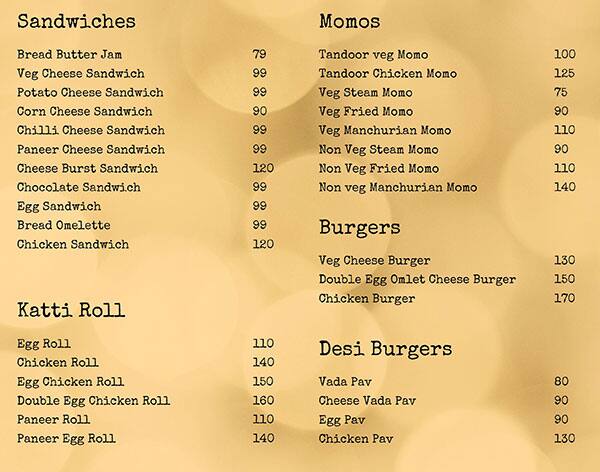 Menu of Gold Grill, HSR, Bangalore