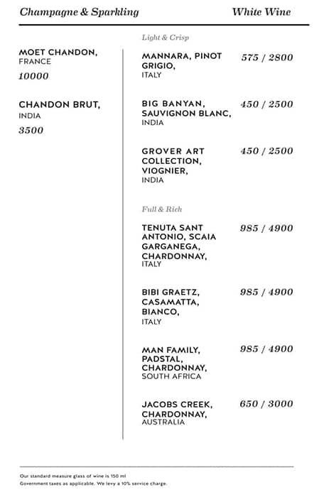 Menu at Bombay Borough, Bengaluru