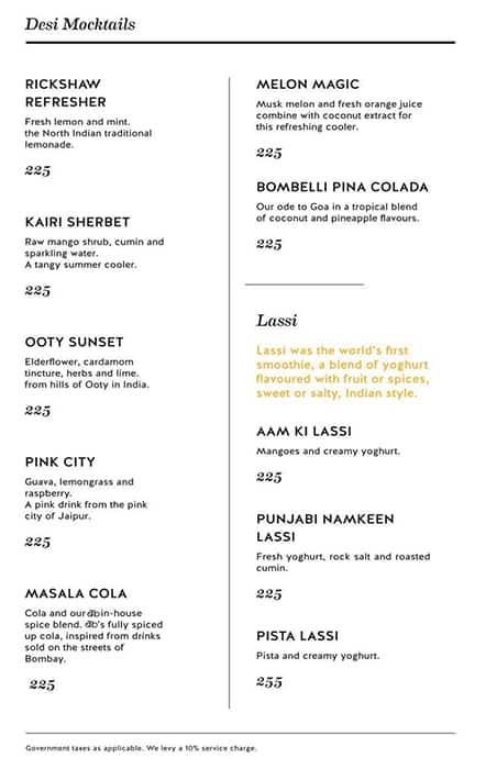 Menu at Bombay Borough, Bengaluru