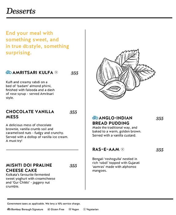 Menu at Bombay Borough, Bengaluru