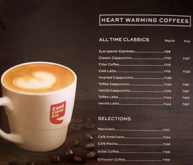 Menu at Café Coffee Day, Patna, 149/F