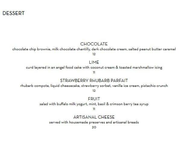 Menu at The Chase restaurant, Toronto, 10 Temperance St Fl 5
