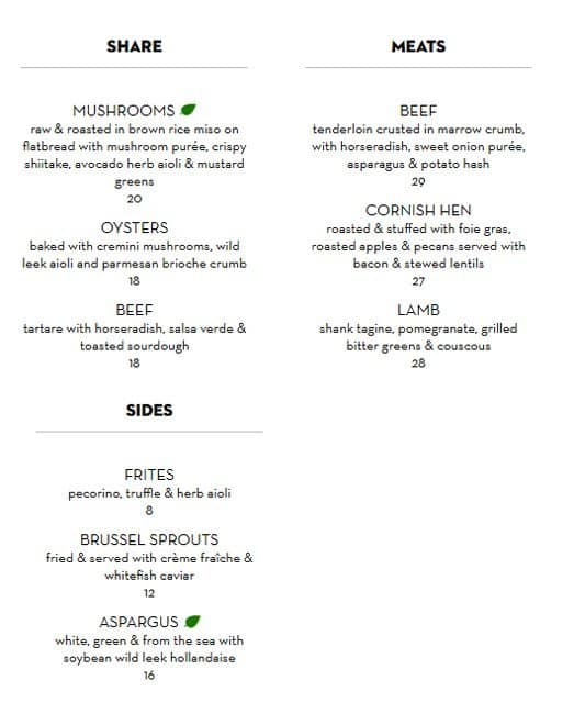 Menu at The Chase restaurant, Toronto, 10 Temperance St Fl 5