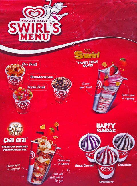 Menu at Kwality Wall's Swirls, Ludhiana, L 482