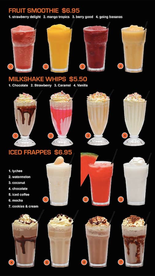 Menu at Hans Cafe, Rockingham, Syren St