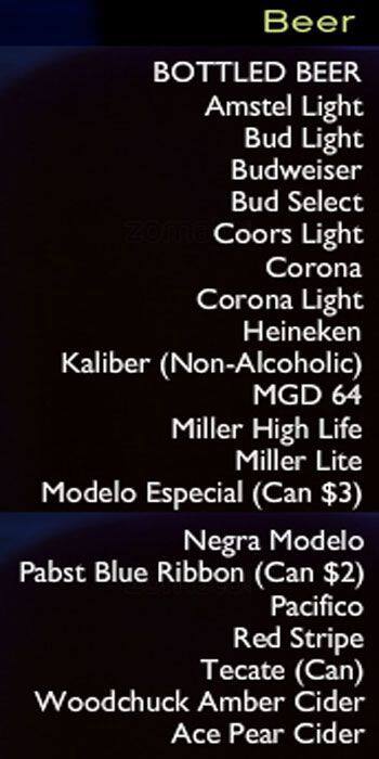 Menu at Key Bar, Austin, 617 W 6th St