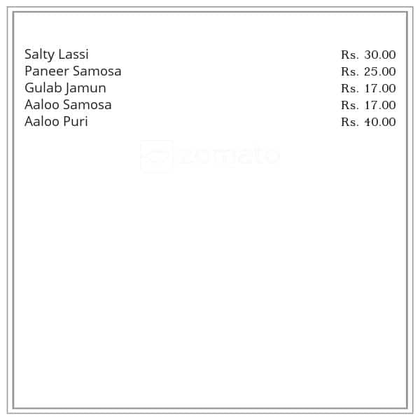 Menu at Rama's Sweet Shop, Ludhiana