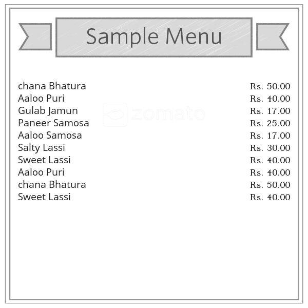 Menu at Rama's Sweet Shop, Ludhiana