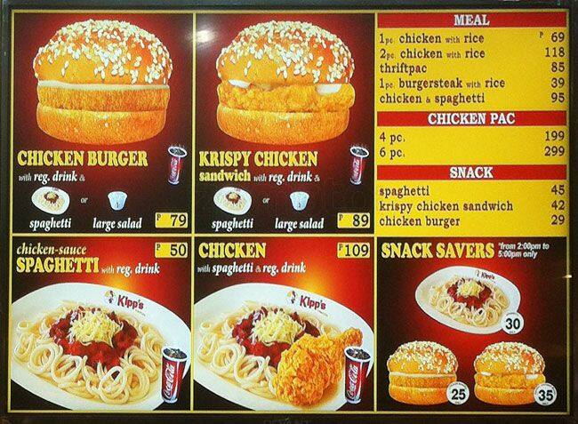 Carta de comida rápida Kipp's Chicken, Ciudad Quezon, SM City North ...