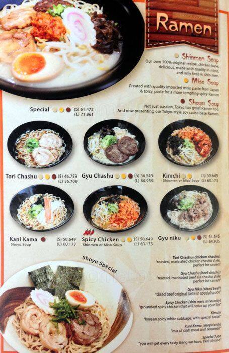 Shin Men Japanese Resto Menu, Menu for Shin Men Japanese Resto, Pinang ...