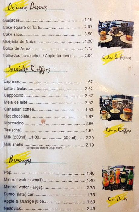 Menu at Brazil Bakery, Mississauga, Mavis Road