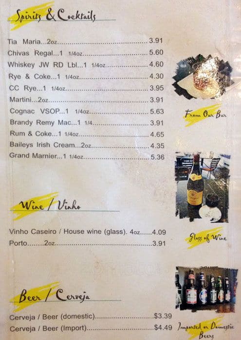 Menu at Brazil Bakery, Mississauga, Mavis Road