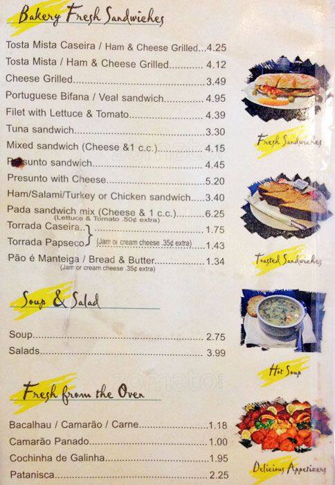 Menu at Brazil Bakery, Mississauga, Mavis Road