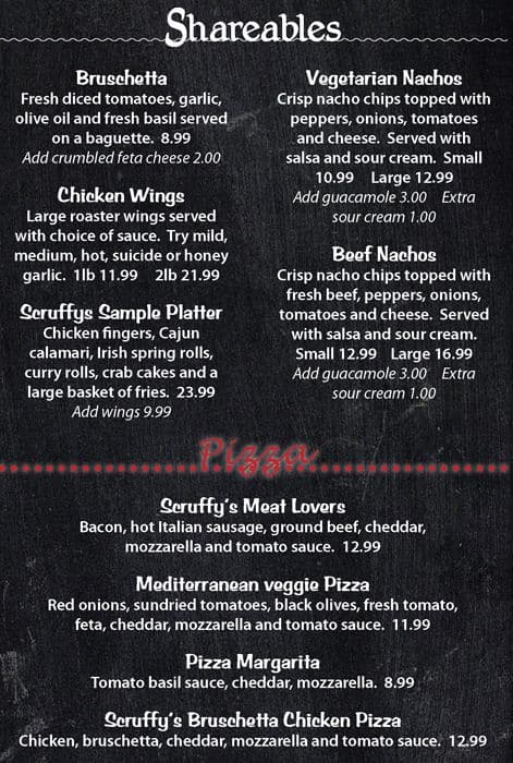 Menu at Scruffy Murphy's pub & bar, Toronto, 225 The East Mall