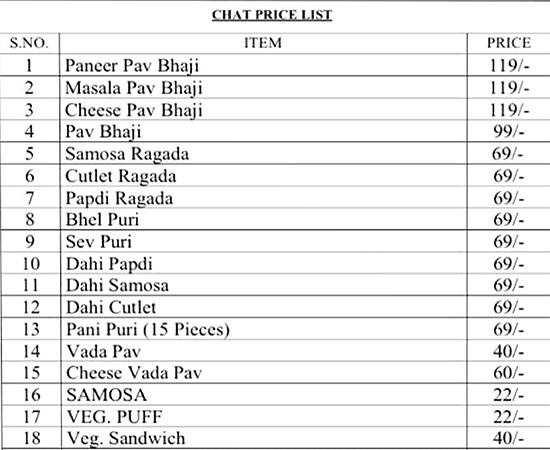 Menu at Sri Siva Reddy Sweets, Hyderabad, Balaji Swarnapuri Colony