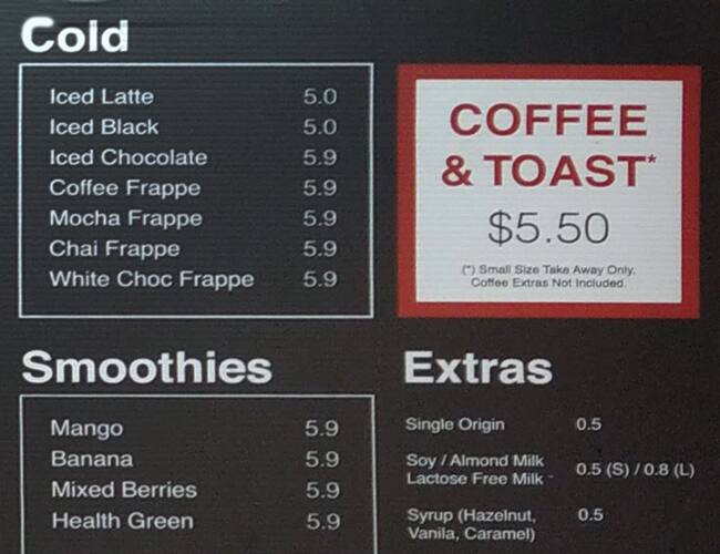 Menu at Presse Cafe, Surry Hills, 290 Elizabeth St.