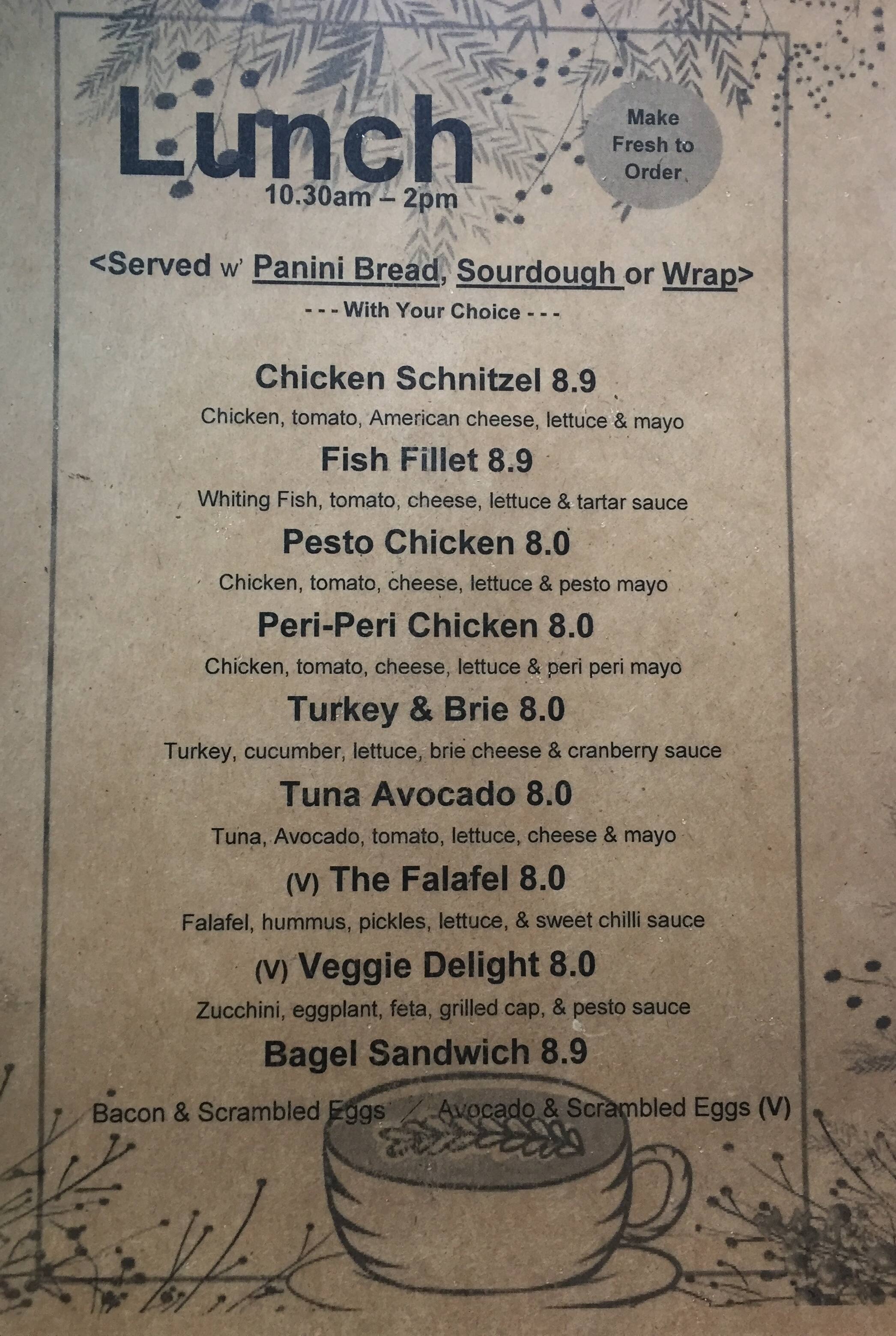 Menu at Presse Cafe, Surry Hills, 290 Elizabeth St.