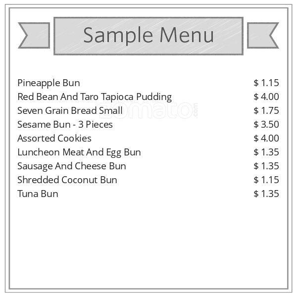 Menu at De Fresh Bakery, Richmond, No. 3 Rd