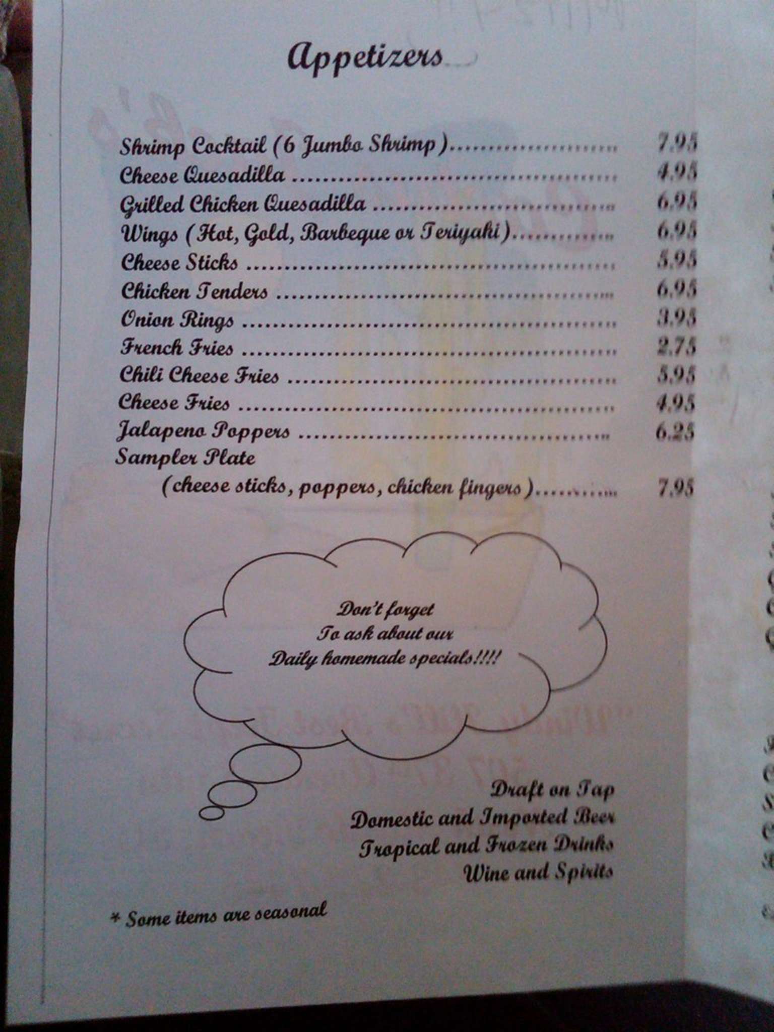 Cactus Jack's Menu, Menu for Cactus Jack's, North Myrtle Beach, Myrtle ...