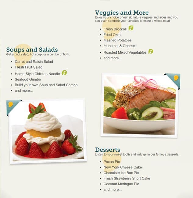 Menu at Luby's restaurant, Rockwall