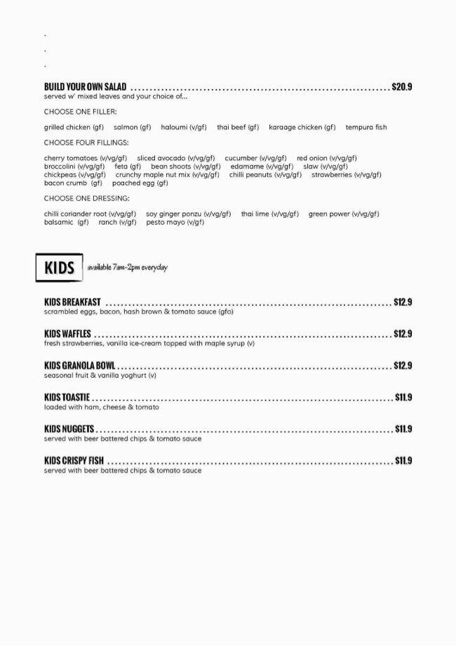 Menu at The Rabbit Hole Cafe - Wynnum, Wynnum