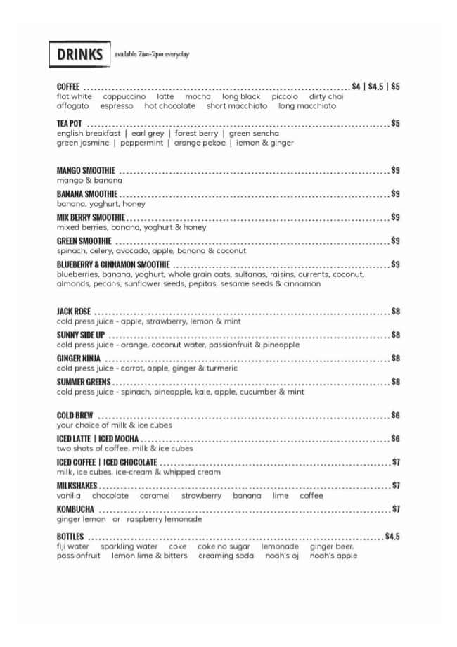 Menu at The Rabbit Hole Cafe - Wynnum, Wynnum