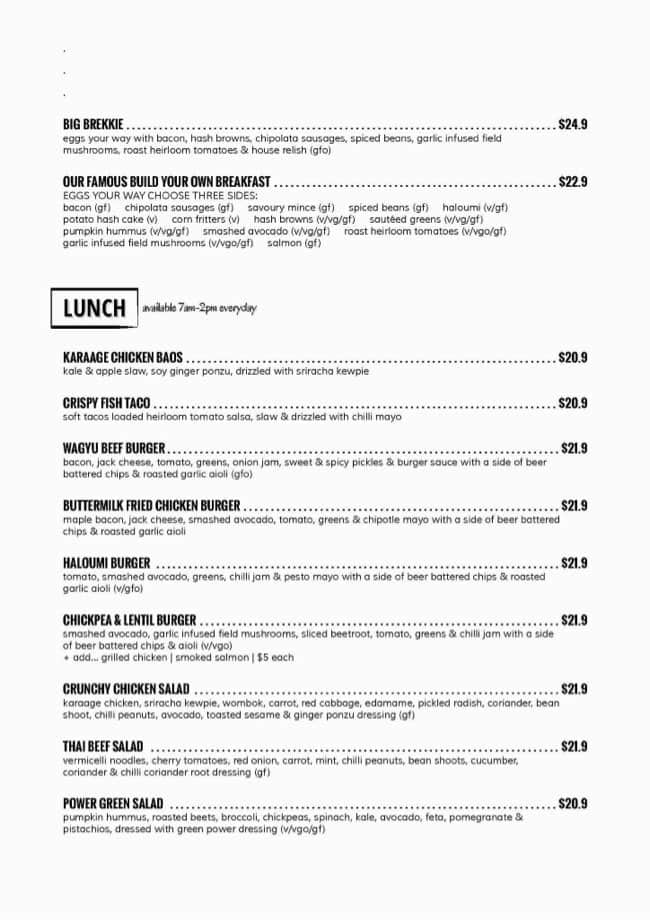 Menu at The Rabbit Hole Cafe - Wynnum, Wynnum