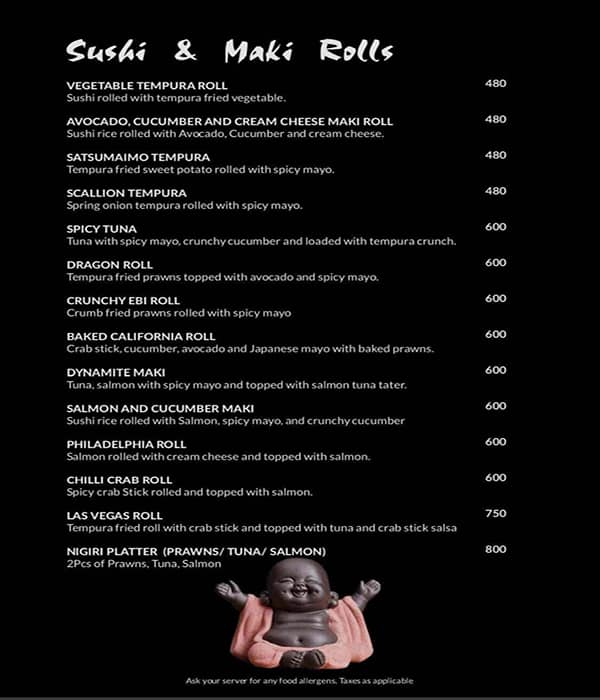 Menu of The Red Ginger, Colva, Goa