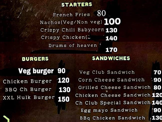 Menu at CUP SHUP CAFÉ, Howrah