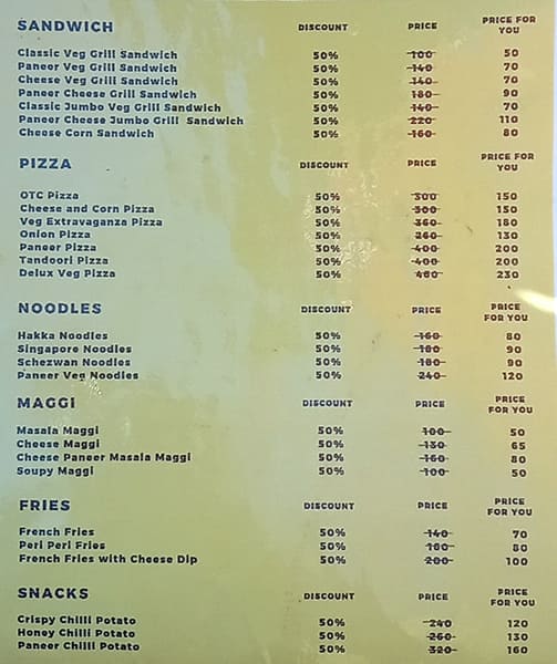 Menu at MB Cafe, Jaipur