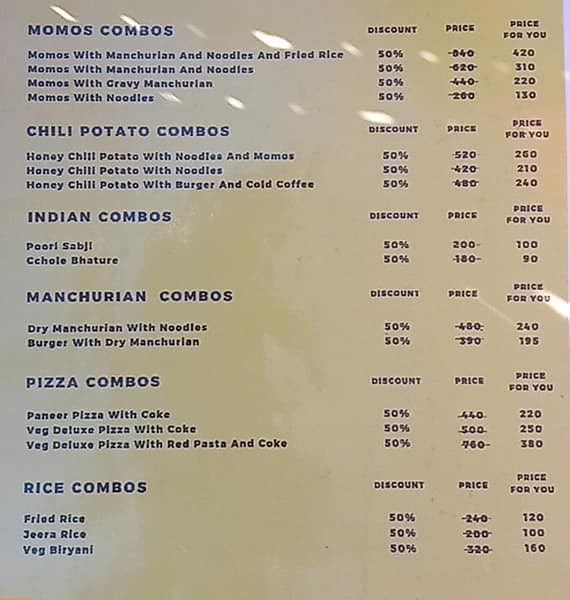 Menu at MB Cafe, Jaipur