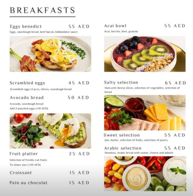 Menu of Elite Royal Lounge, Downtown Dubai, Dubai