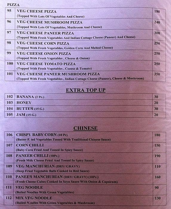Menu at Shree Cafe, Varanasi, D.15/2