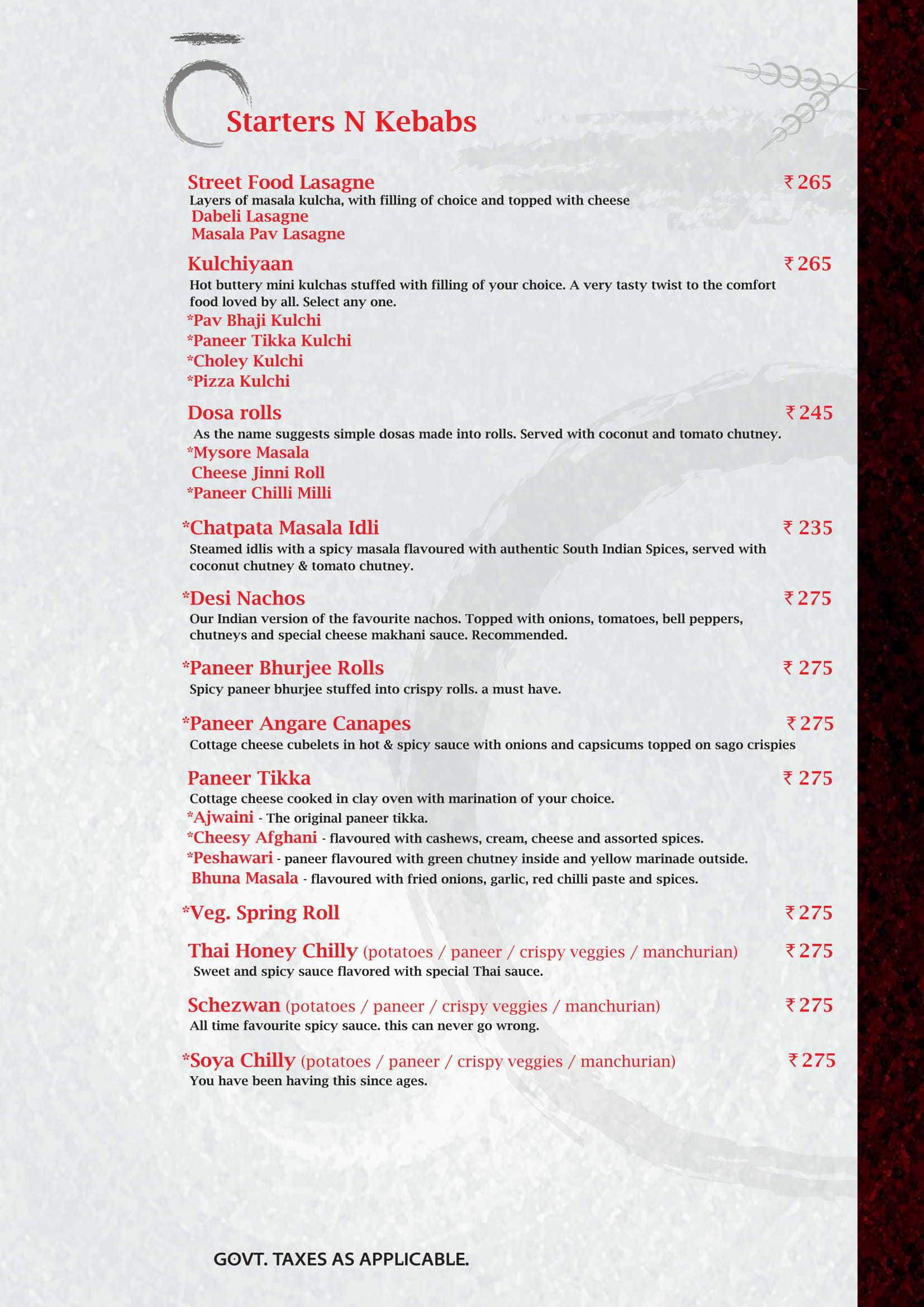 Menu at Nirvana, Mumbai, Borivali (w)