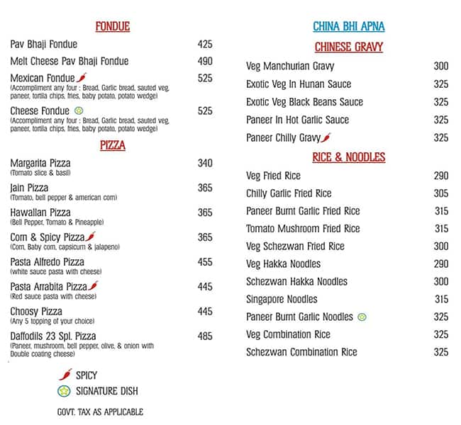 Menu at Daffodils 23 Veg Restaurant and bar, Mumbai, Link House