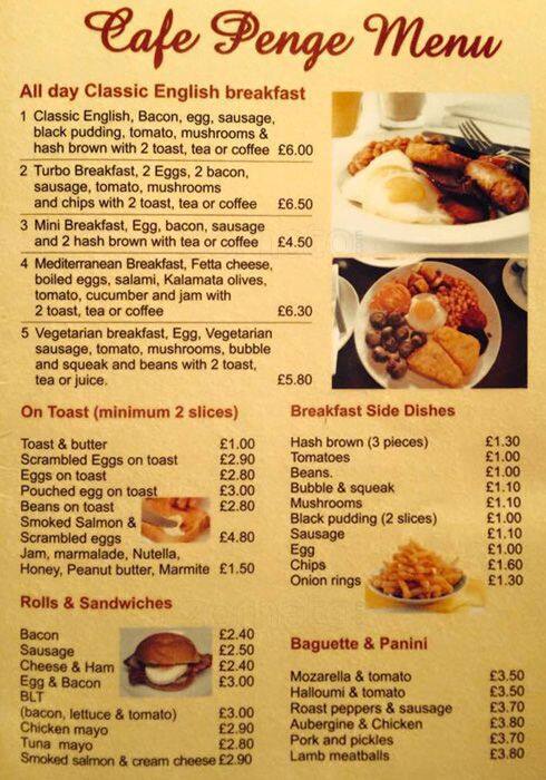 Penge Cafe Menu, Menu for Penge Cafe, Penge, London - Zomato UK