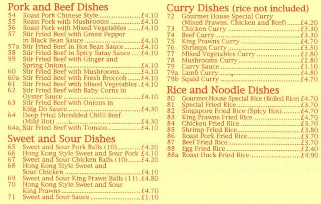 Menu at Gourmet China Cook fast food, London