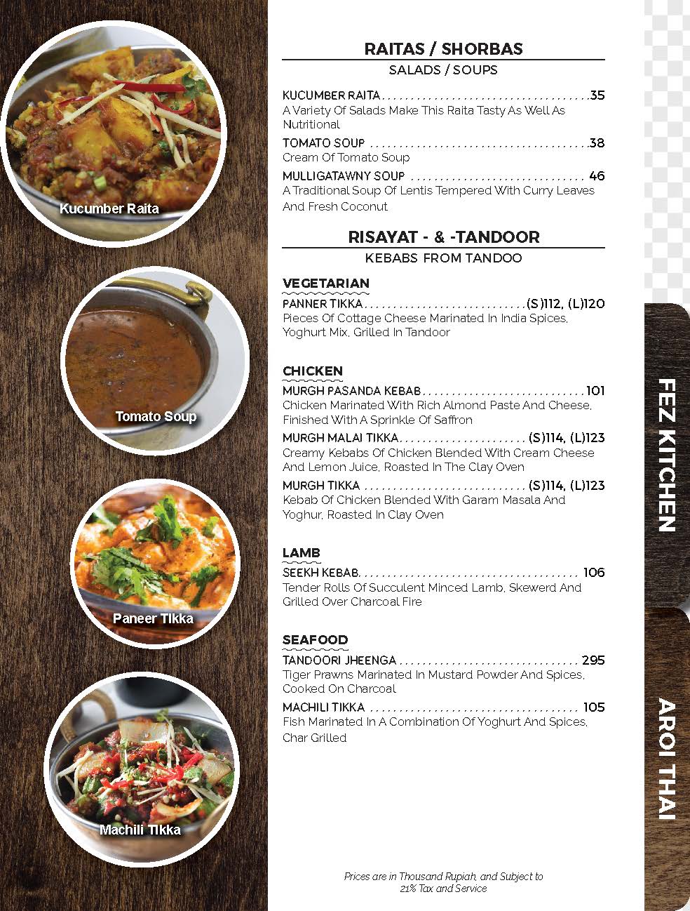 Menu at Fez-Kinara Dining & Lounge restaurant, South Jakarta, Jalan ...