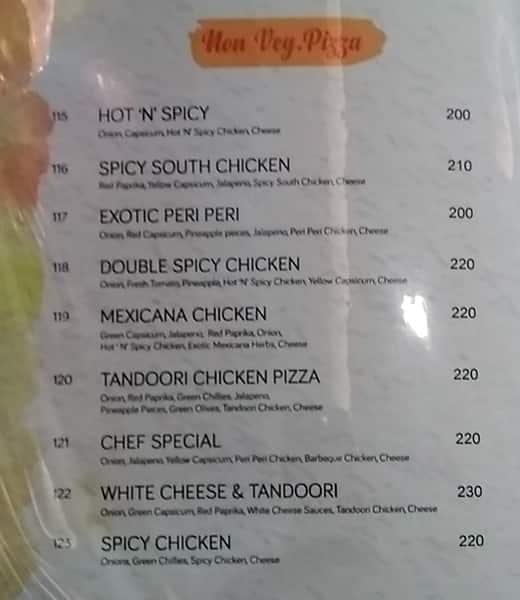 Menu at Ice Magic, Hyderabad