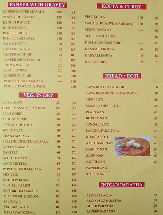 Menu at English Rasoi (WTP), Jaipur
