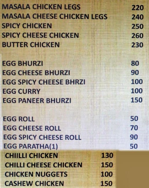 Menu at Tom N Jerry, Indore